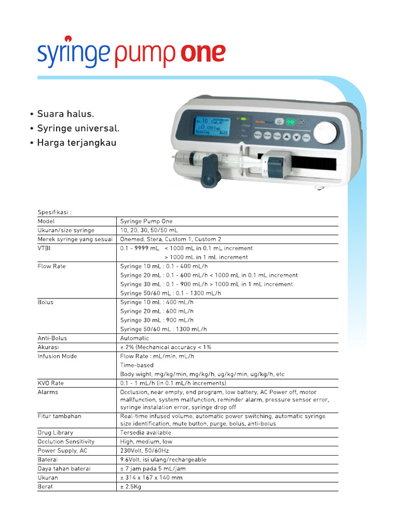 Brosur & Spec Syringe Pump One | PDF