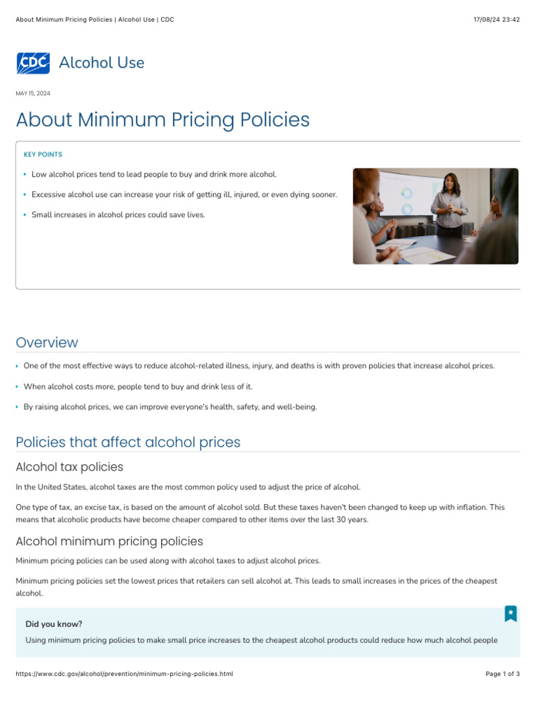 About Minimum Pricing Policies - Alcohol Use - CDC | PDF