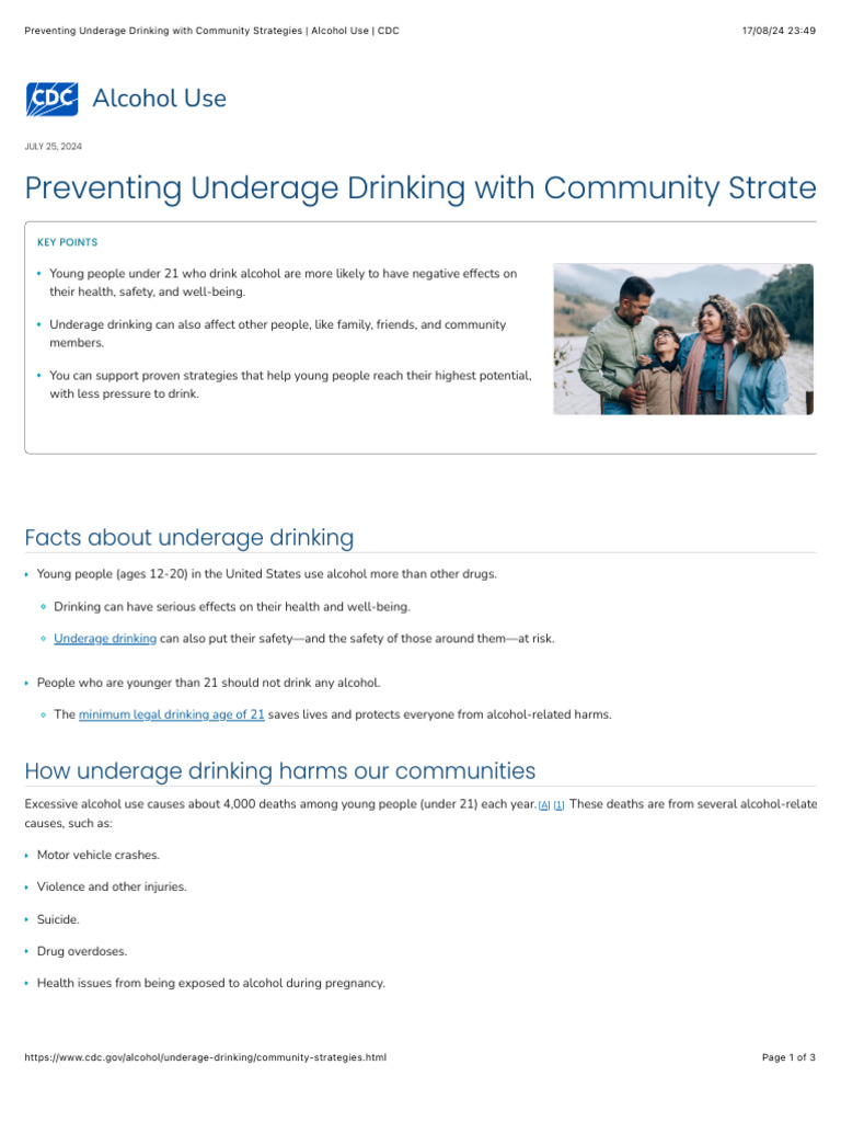 Preventing Underage Drinking With Community Strategies - Alcohol Use ...