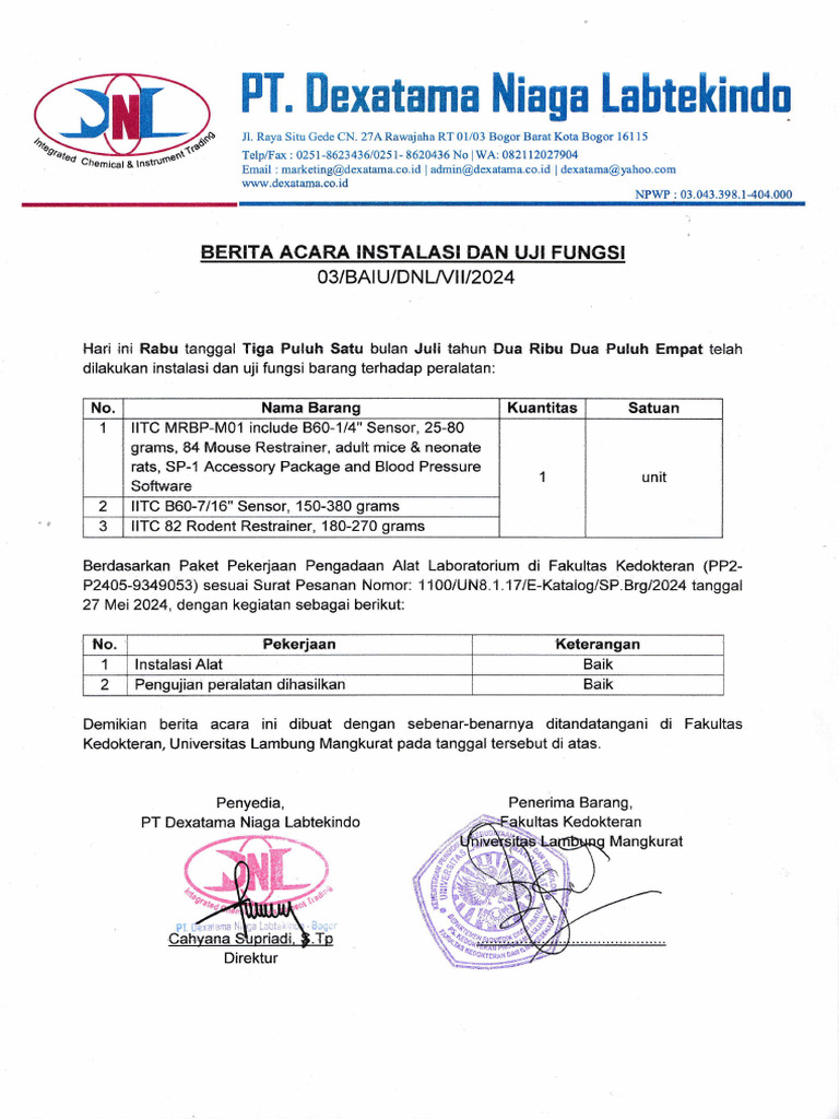 BA Uji Fungsi MRBP - 20240801 - 0001 | PDF