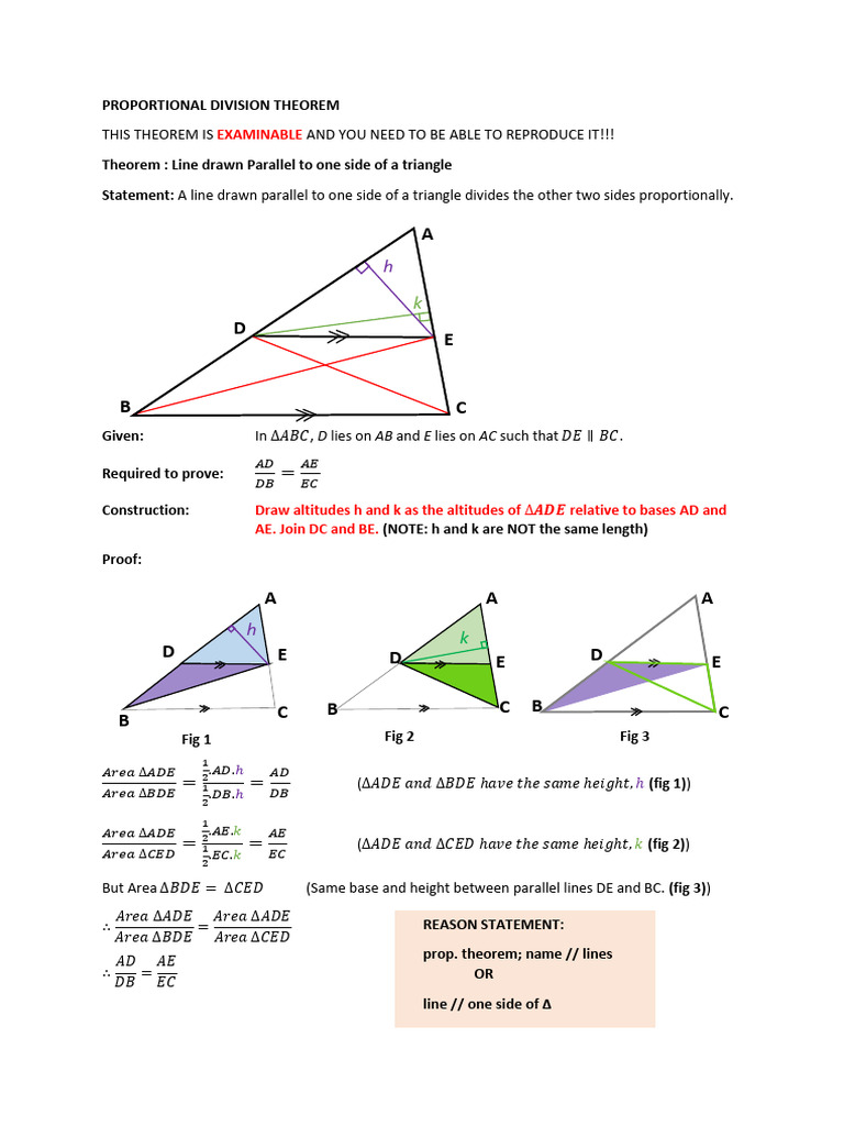 SIMILARITY Proportional Division Theorem - and - Converse | PDF