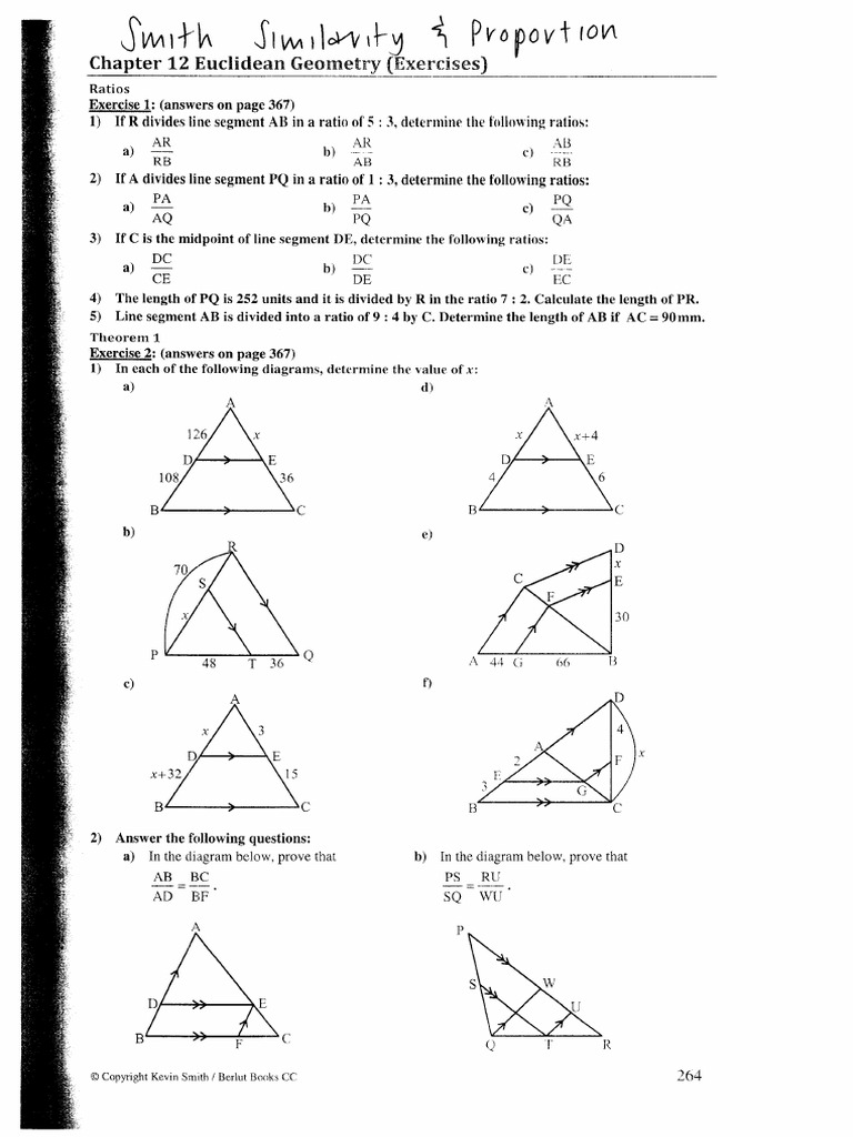 Smith Proportion and Similarity Exercises | PDF