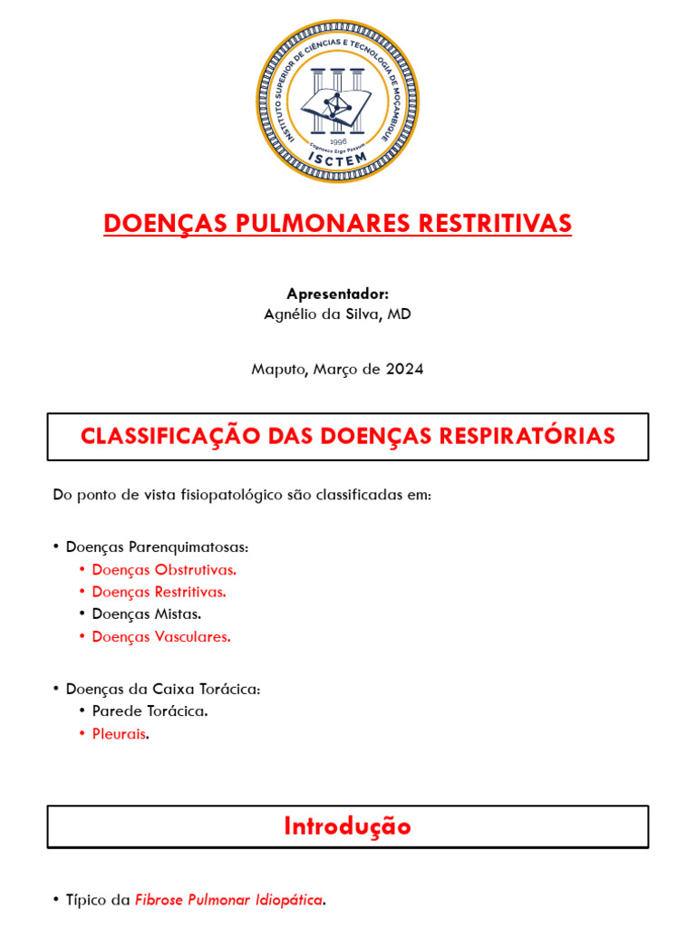 Doenças Restritivas ISCTEM 2024 | PDF