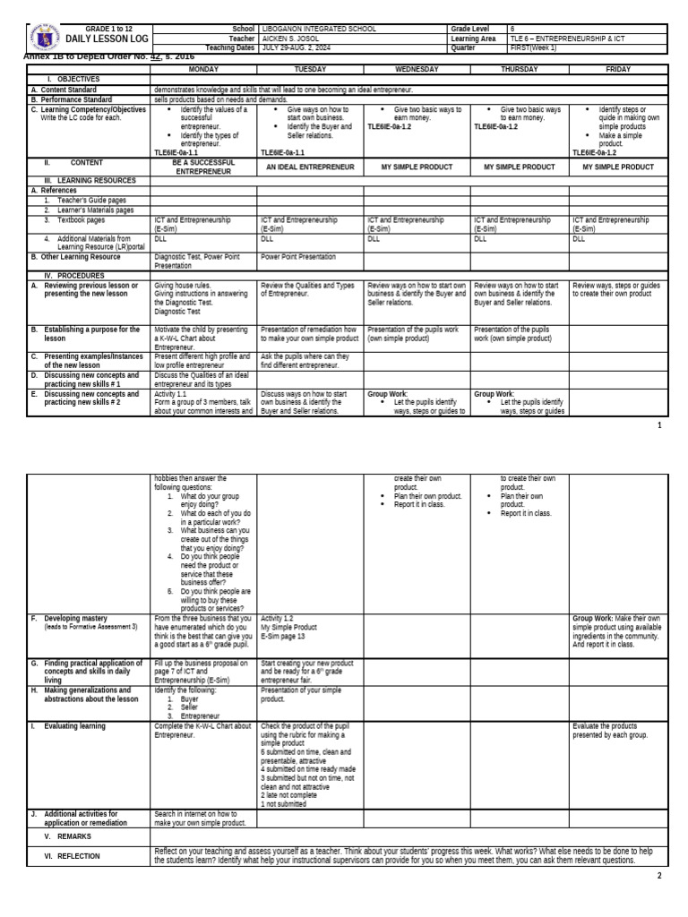 DLL Tle-Ict Week 1 | PDF