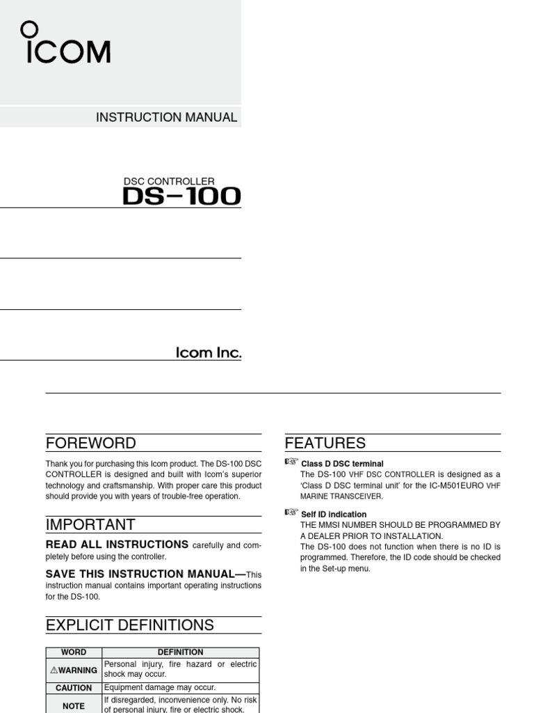 ICOM DSC 100 User Manual | PDF