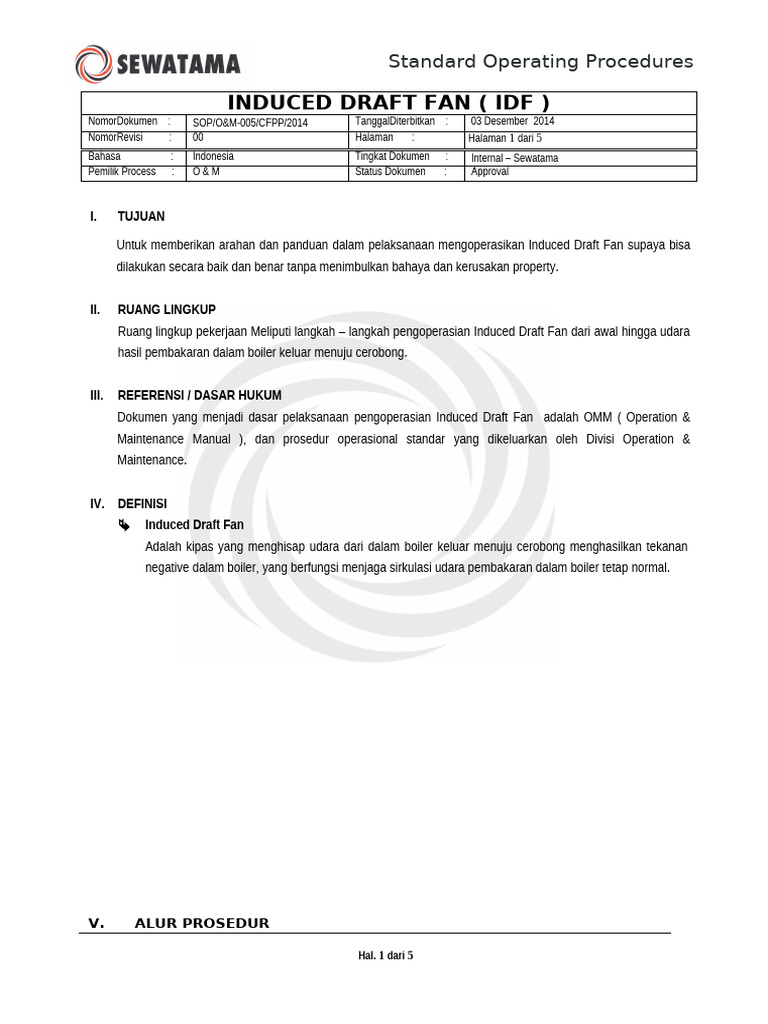 SOP - O&M - 005 - 02 - 2014 - Induced Draft Fan | PDF | Building ...
