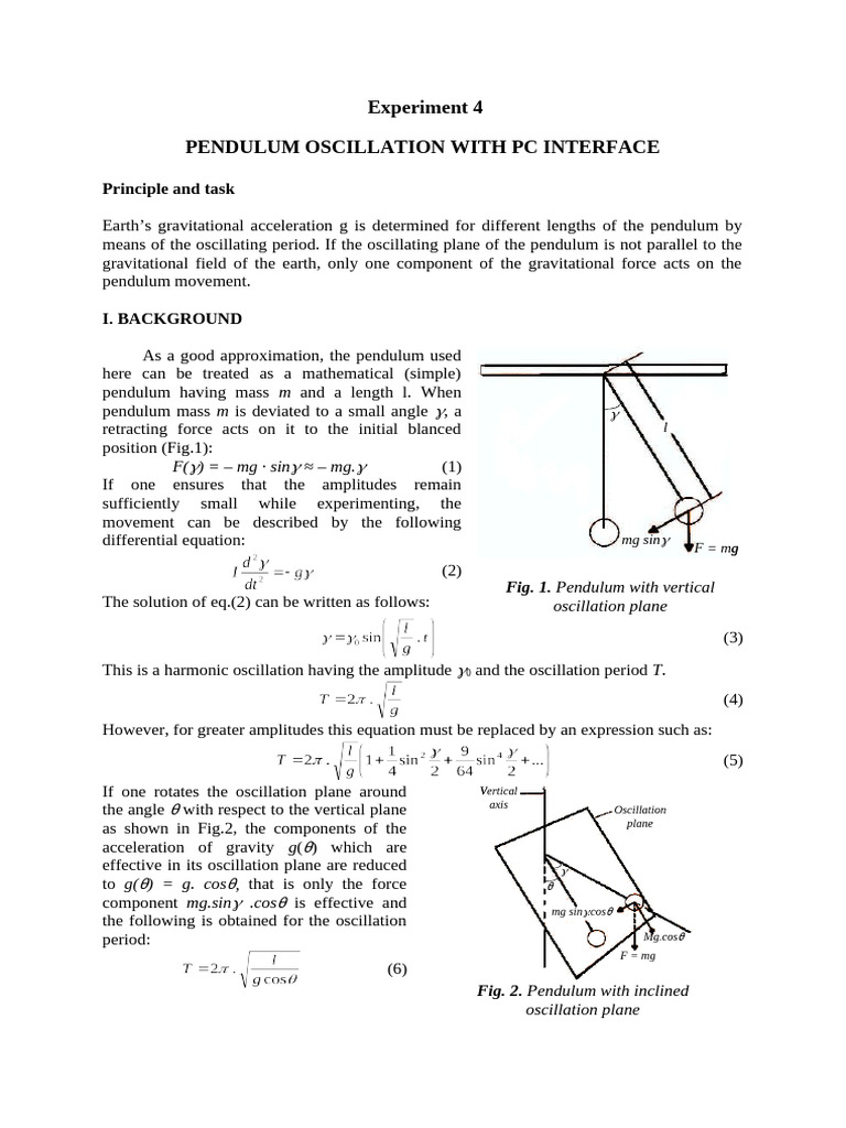 4 - Pendulum Oscillation | PDF