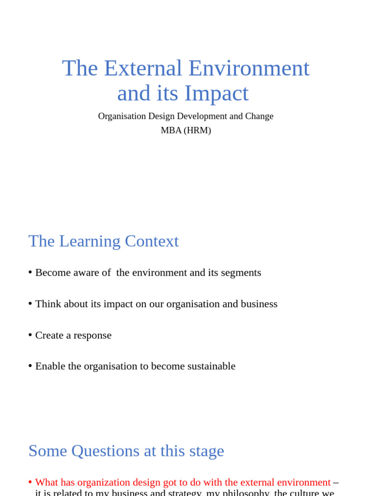 The External Environment and Its Impact | PDF