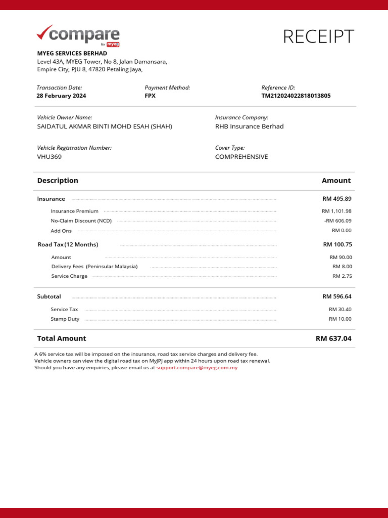 Receipt Roadtax 2024 | PDF