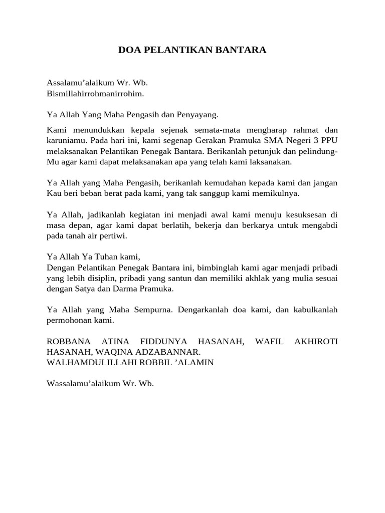 Doa Pelantikan Bantara | PDF