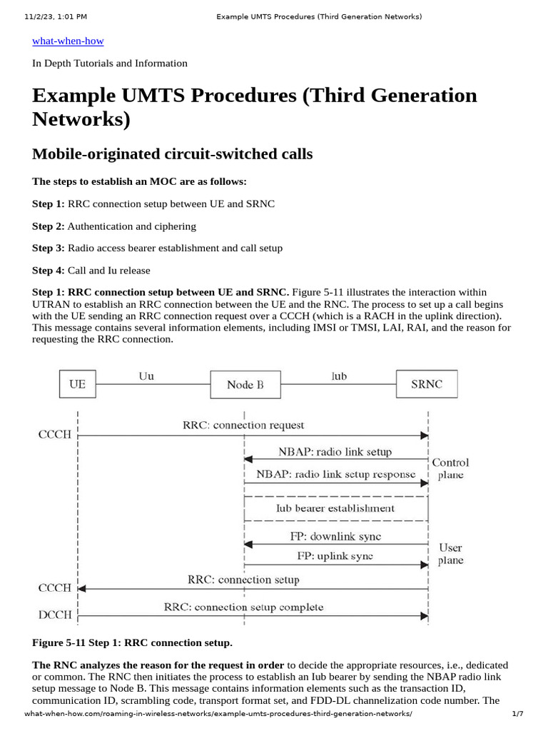 Example UMTS Procedures (Third Generation Networks) | PDF