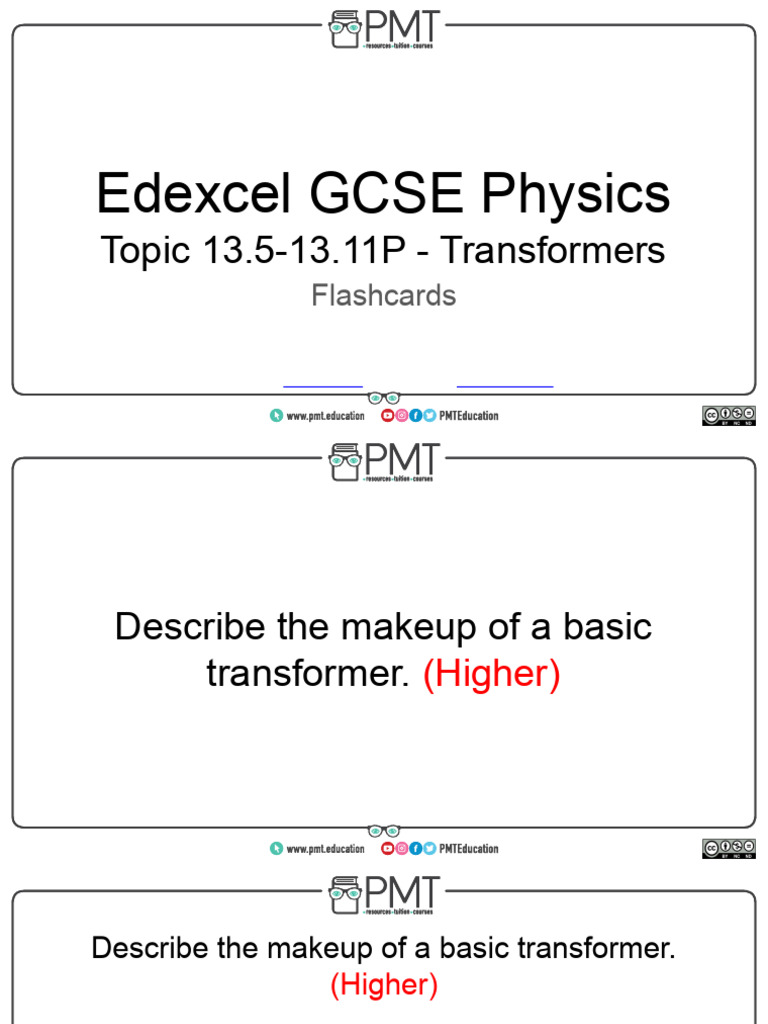 Flashcards - Topic 13 Transformers - Edexcel Physics GCSE | PDF