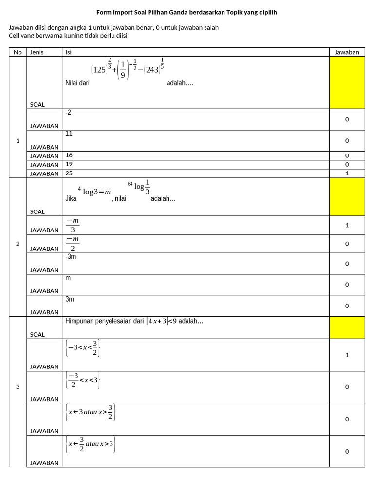 MATE USP Form-Soal-Ganda | PDF