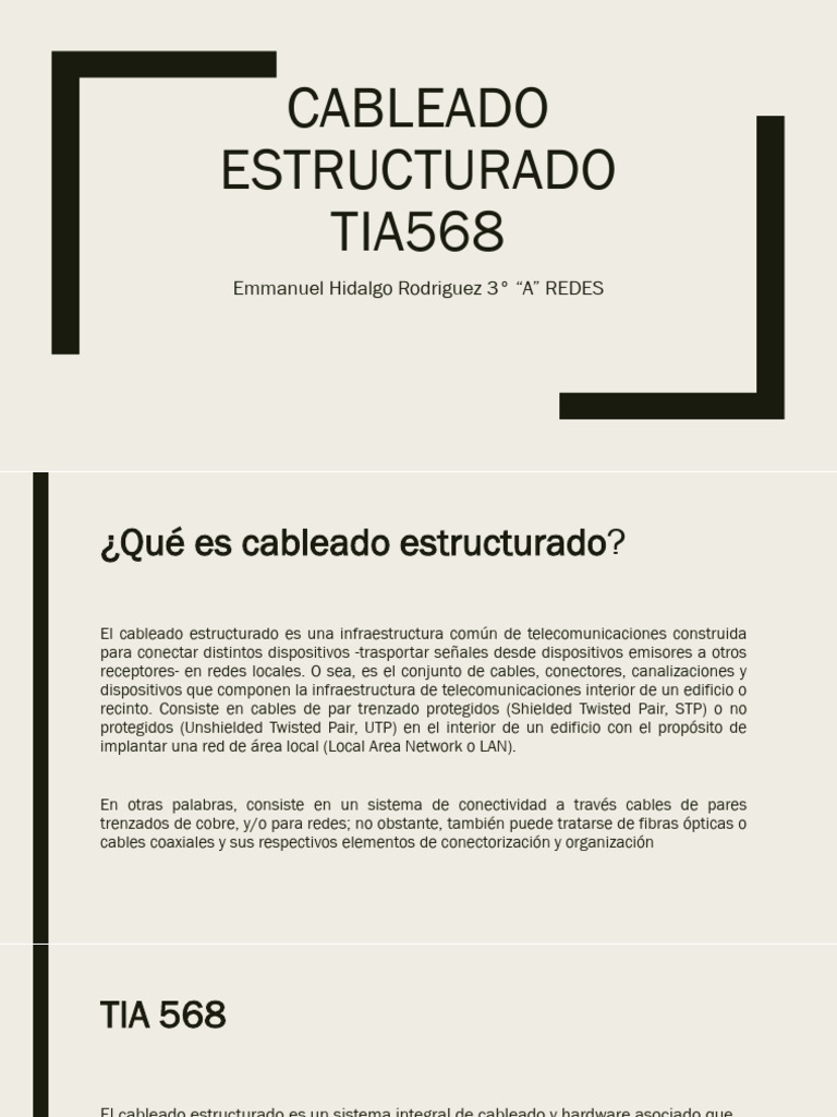 Cableado Estructurado TIA568 | PDF