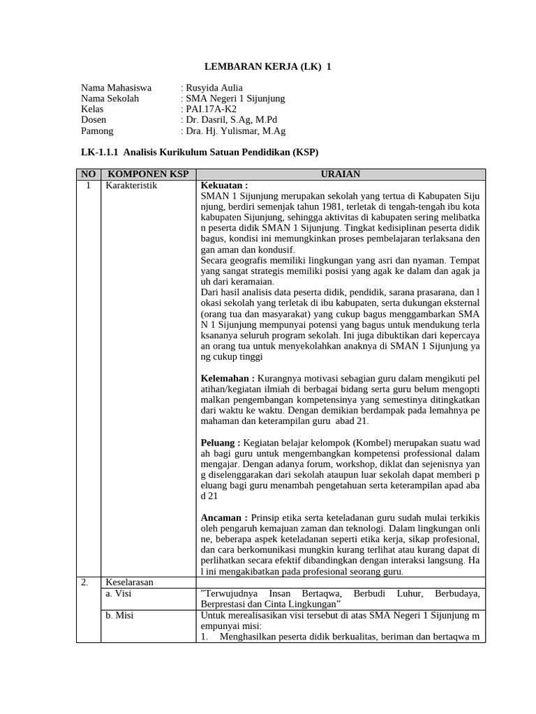 Tugas 1 - Analsiis Struktur Kurikulum, CP, TP Dan ATP | PDF
