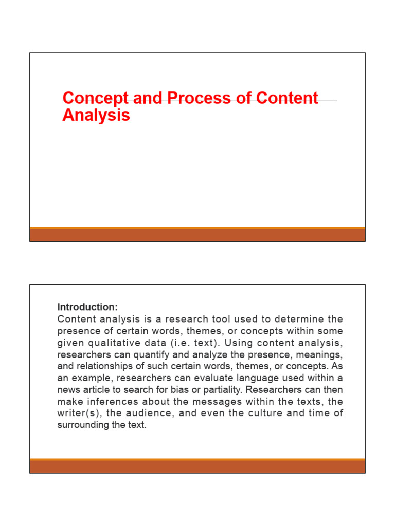 Concept and Process of Content Analysis | PDF