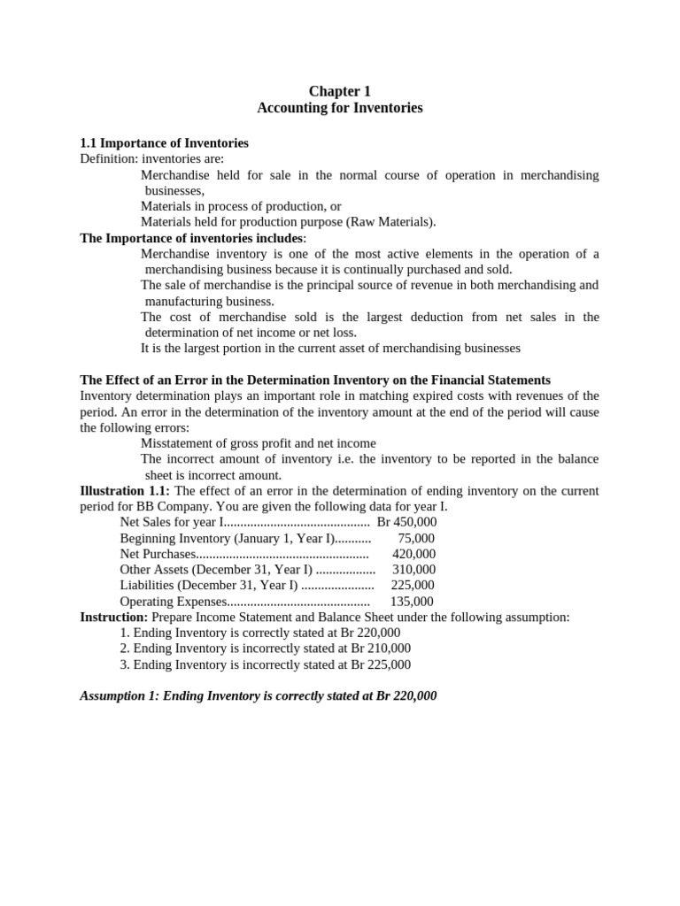 Chapter 1 Accounting For Inventories | PDF