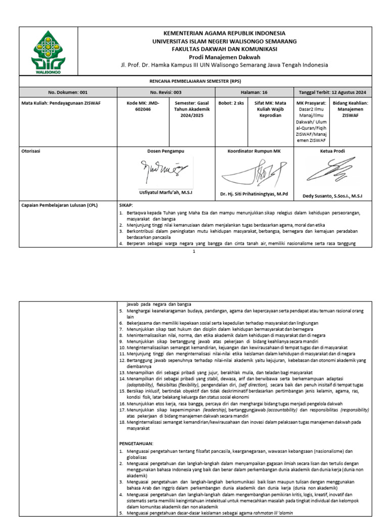 RPS. Pendayagunaan ZISWAF 2024 | PDF