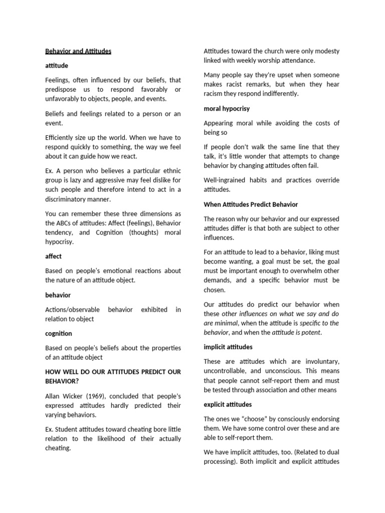 Behavior and Attitude | PDF