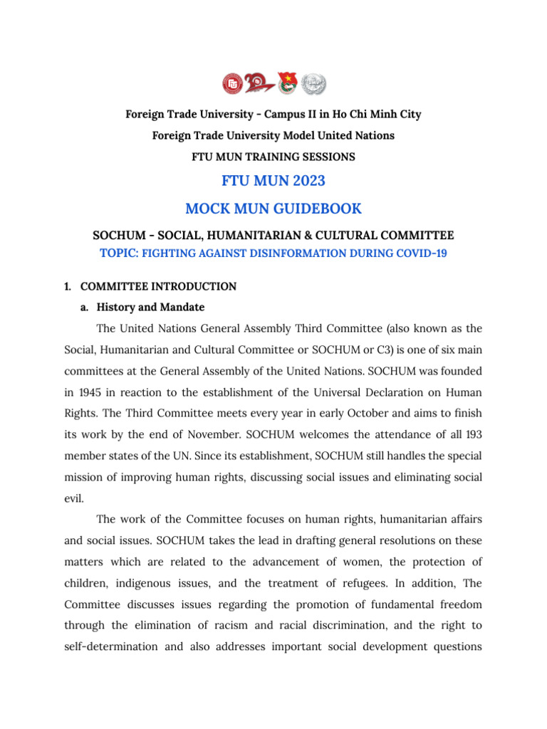 Bản Sao Của (FTU MUN 2023) Mock MUN Guidebook | PDF