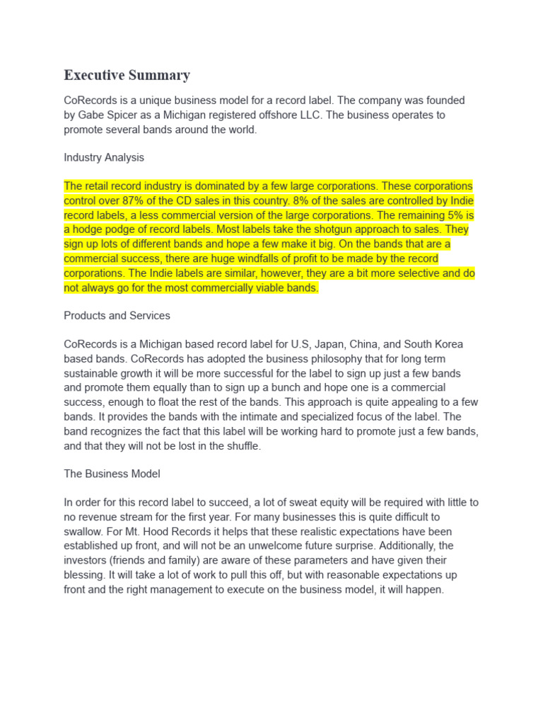 Executive Summary Example | PDF