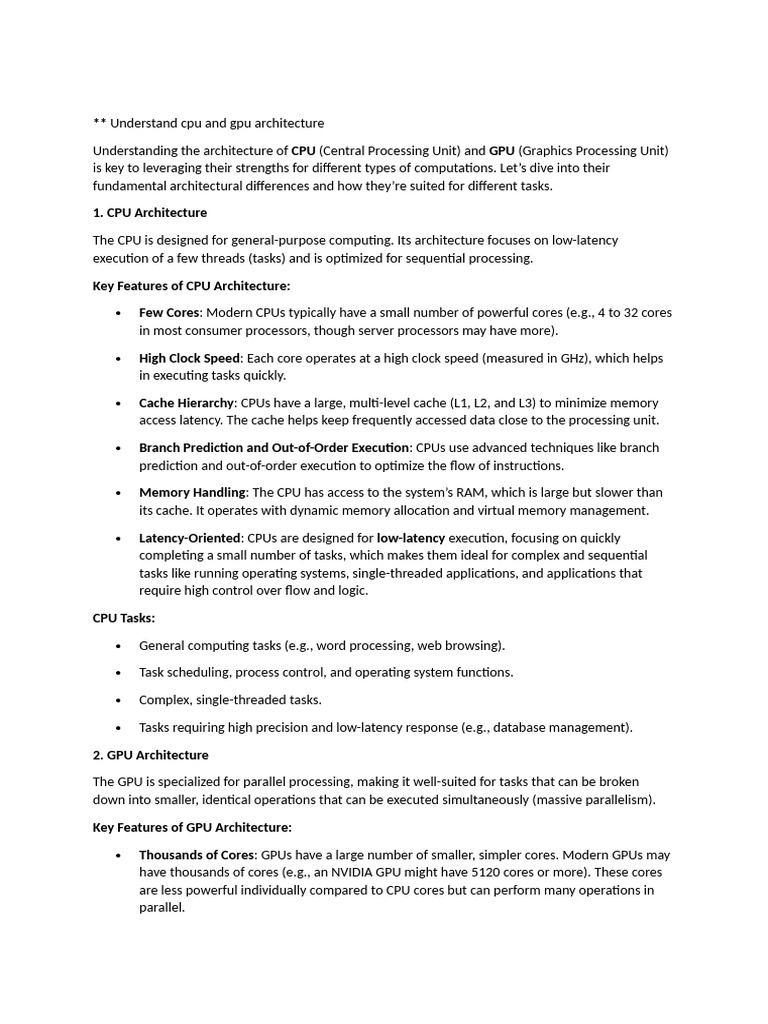 Understand Cpu and Gpu Architecture | PDF