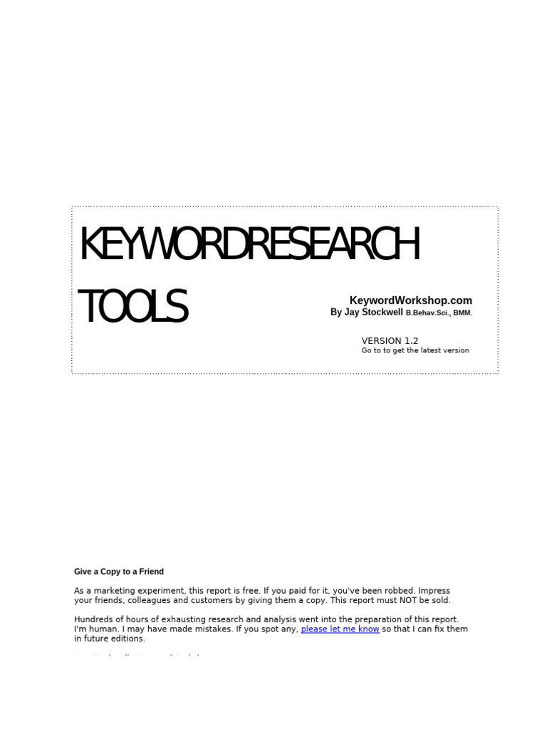 Keyword Research Jackstockwell | PDF