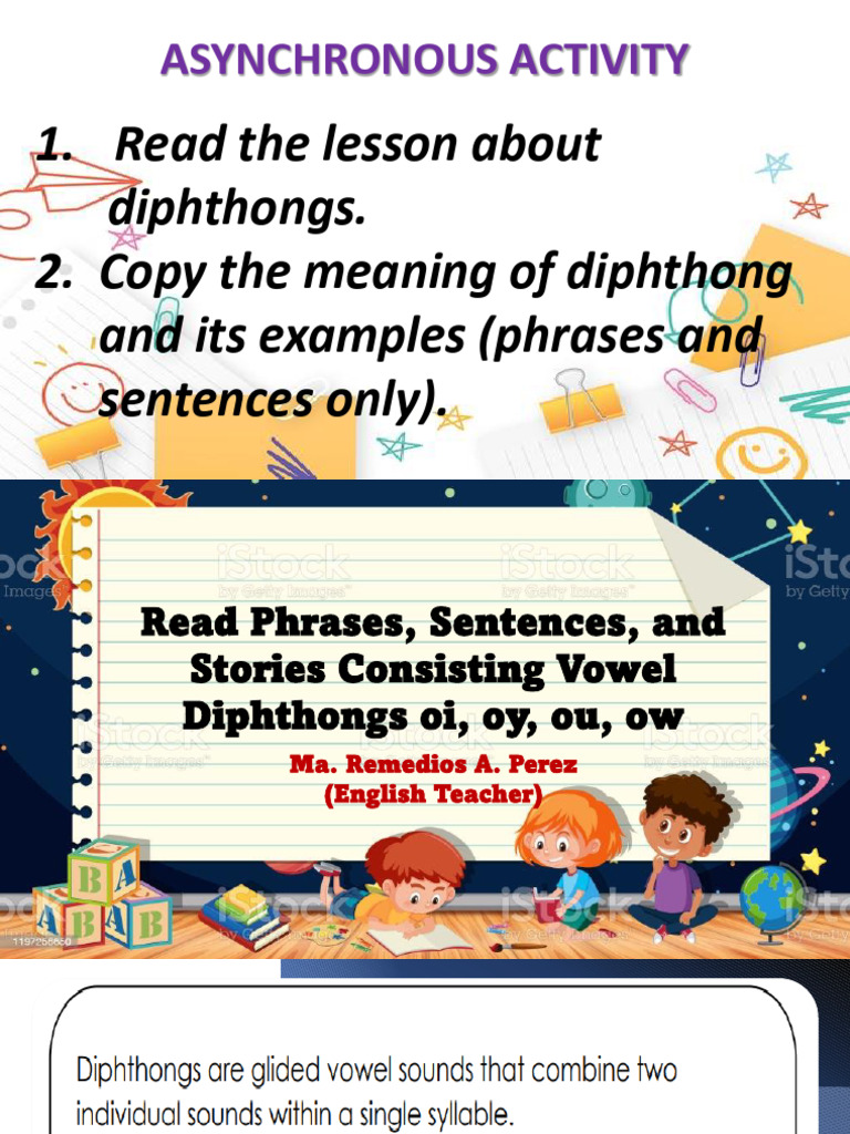 English Asynchronous Activity Dipthongs Oi Oy Ou Ow | PDF