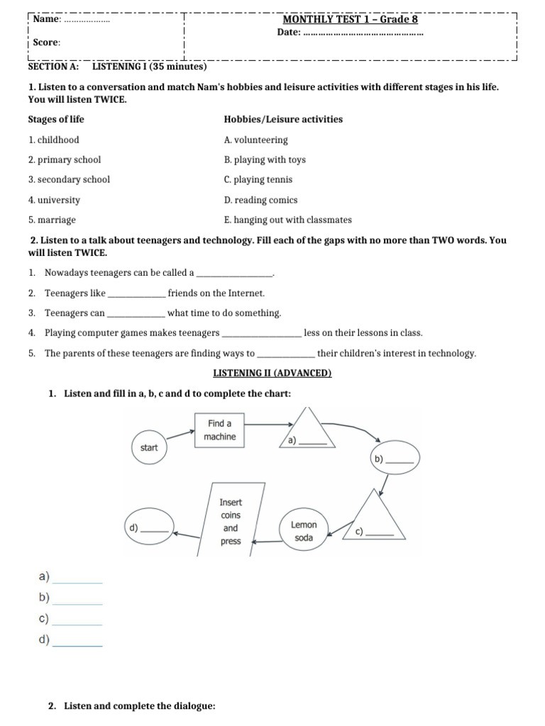 Monthly Test 1 | PDF