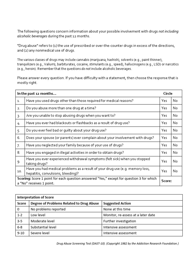 DAST 10 Institute | PDF
