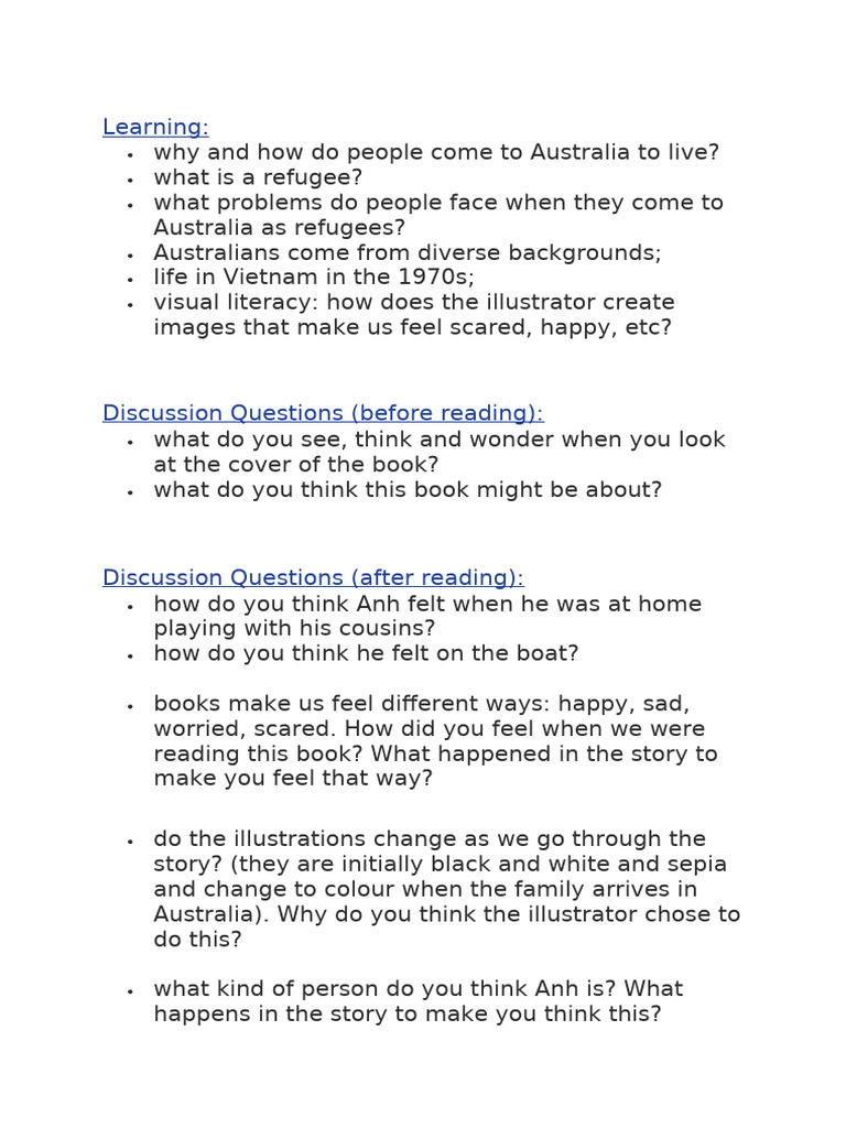 The Little Refugee Discussion Qs | PDF