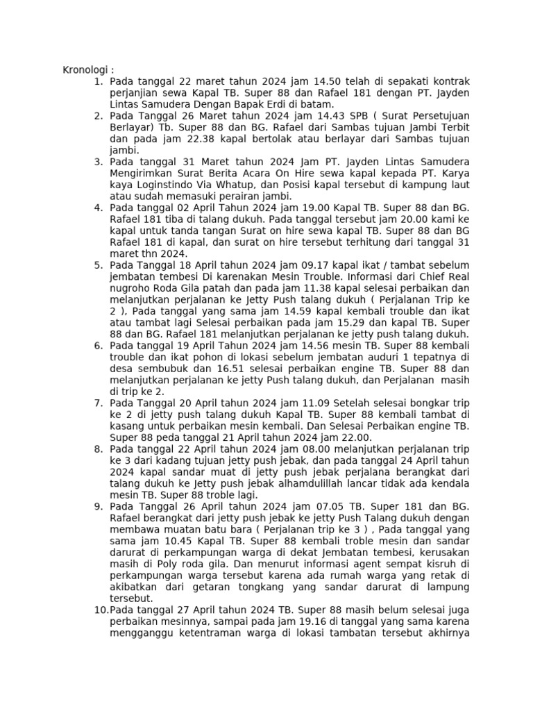 Surat Kronologi Pt. KJL Ke Jayden | PDF