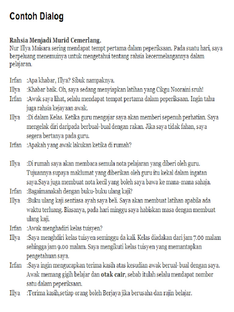 CONTOH DIALOG DAN WAWANCARA | PDF