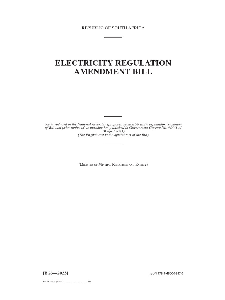 Electricity Regulation Amendment Bill | PDF | Electric Power ...