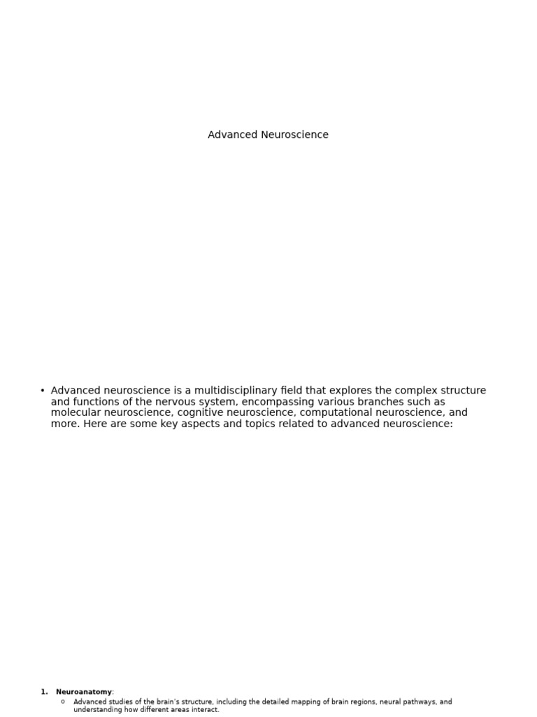Advanced Neuroscience | PDF | Neuroscience | Computers