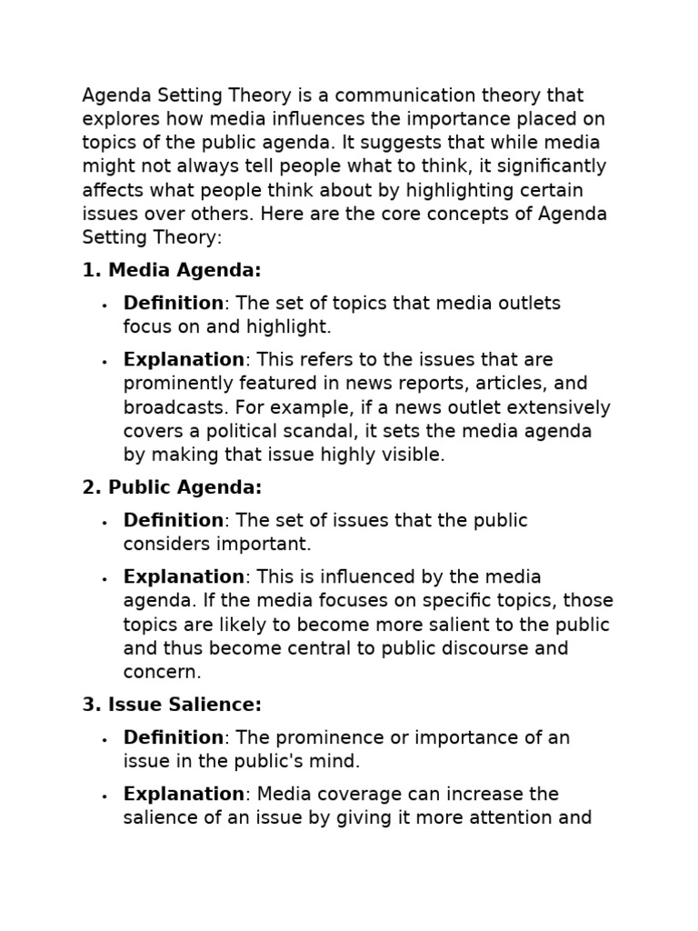 Agenda Setting Theory | PDF