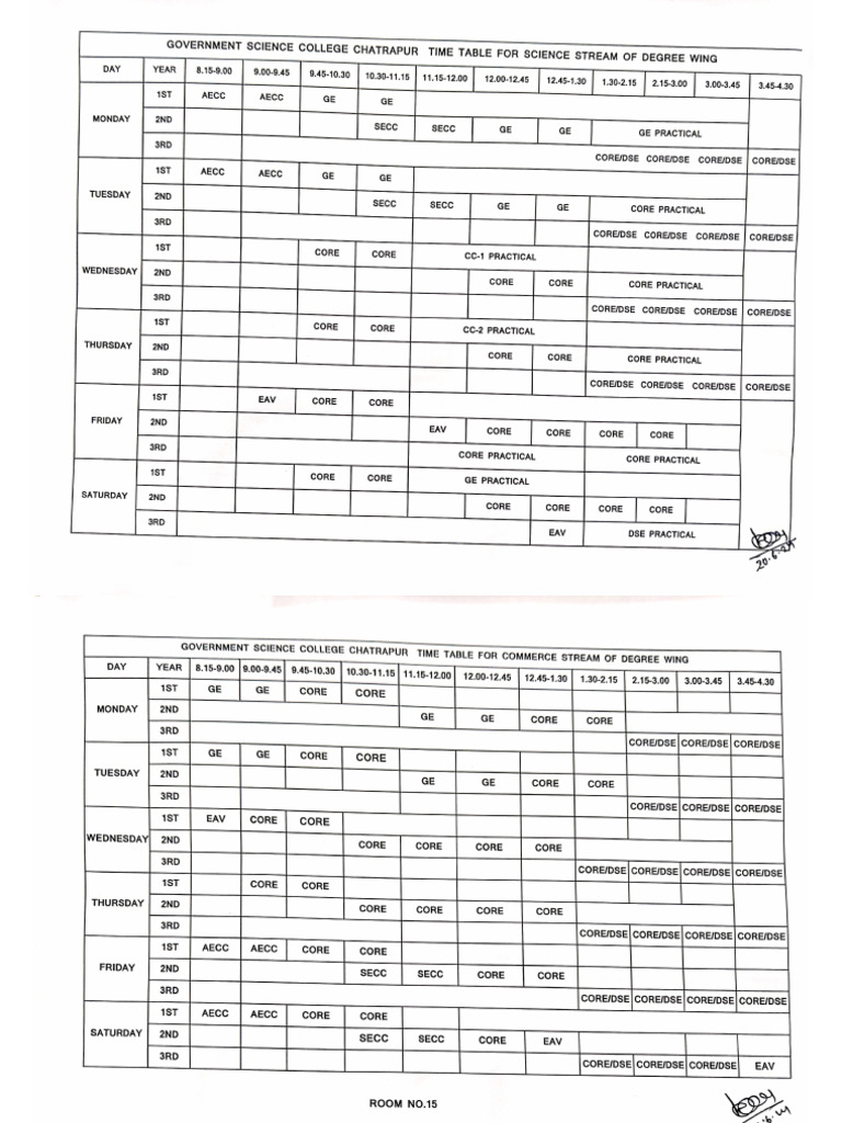 Ug Time Table | PDF