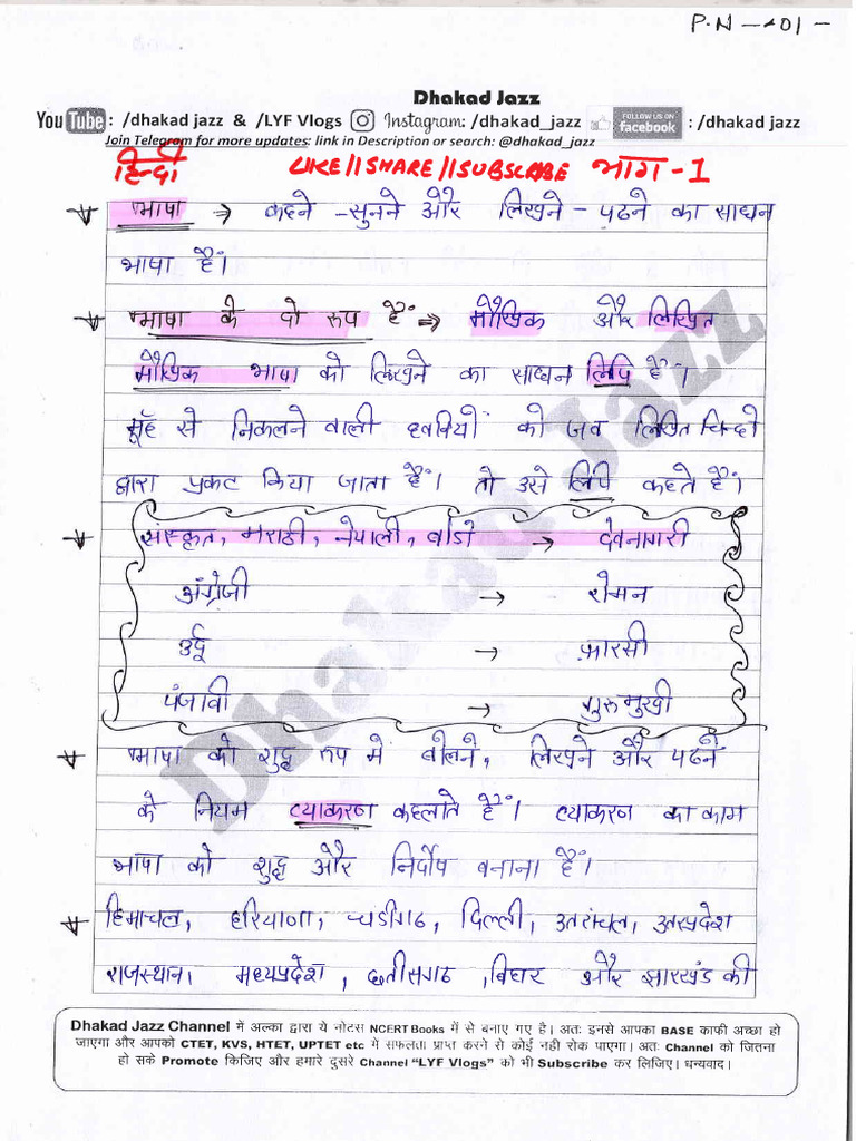 Hindi Grammar Handwritten Part 1 | PDF Hindi Grammar Handwritten Part 1 | PDF