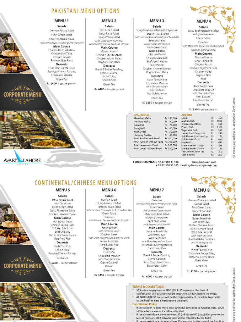 Banquet Corporate Menus | PDF