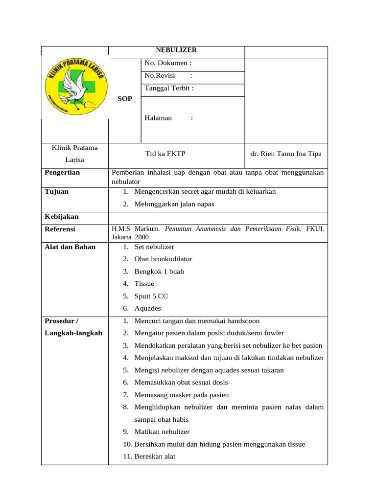 Sop Nebulizer | PDF