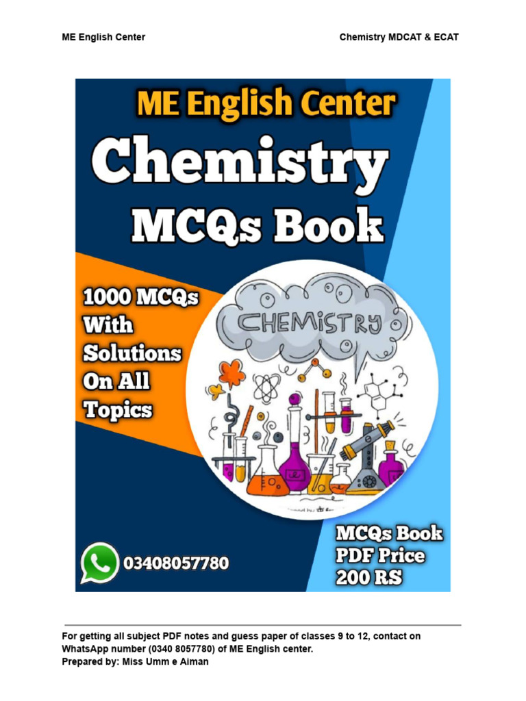 Chemistry MCQs Book MDCAT and ECAT | PDF