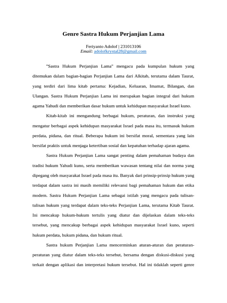 Genre Sastra Hukum Perjanjian Lama | PDF