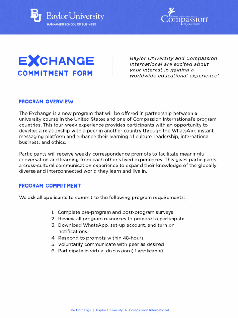 Exchange Commitment Form | PDF