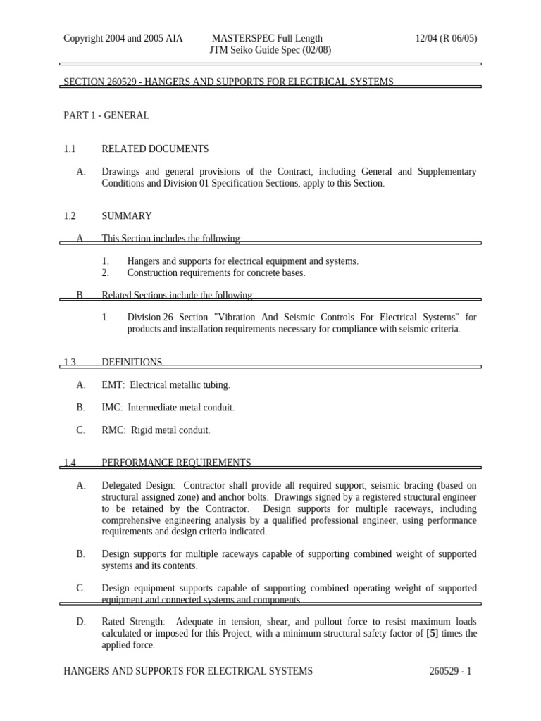 Hangers and Supports For Electrical Systems | PDF