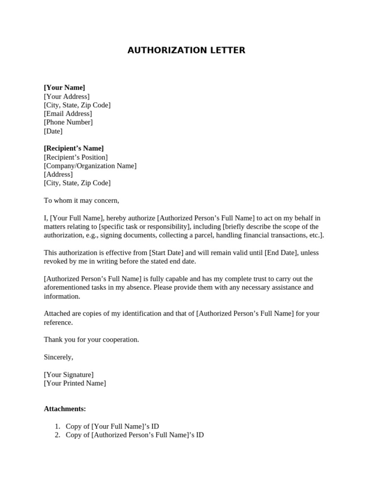Authorization Letter | PDF