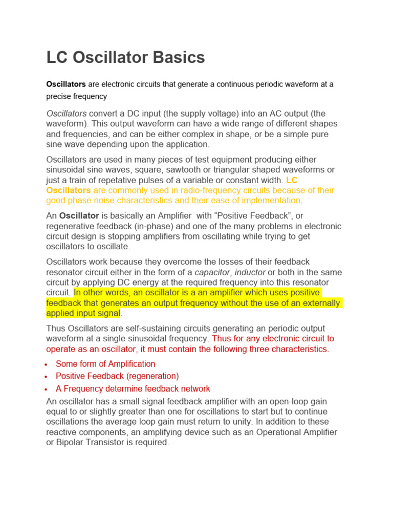 Oscillators | PDF | Electronic Oscillator | Science & Mathematics