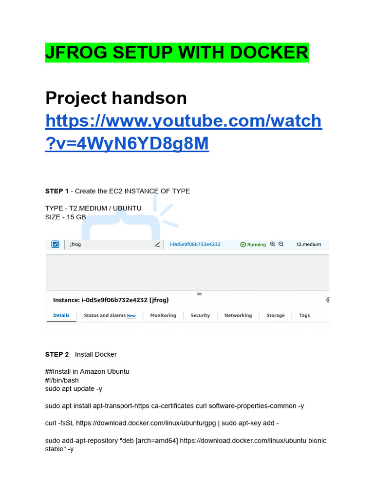 Jfrog Setup With Docker | PDF