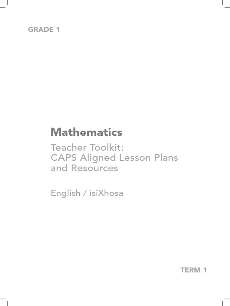GR 1 Term 1 2018 IsiXhosa Maths Lesson Plan | PDF