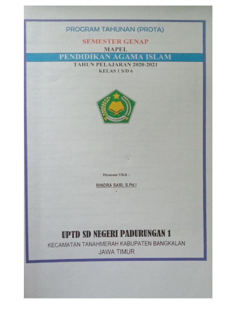 Prota Tahun 2020-2021 Smter 2-1 | PDF
