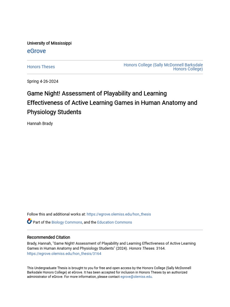 Game Night! Assessment of Playability and Learning Effectiveness | PDF